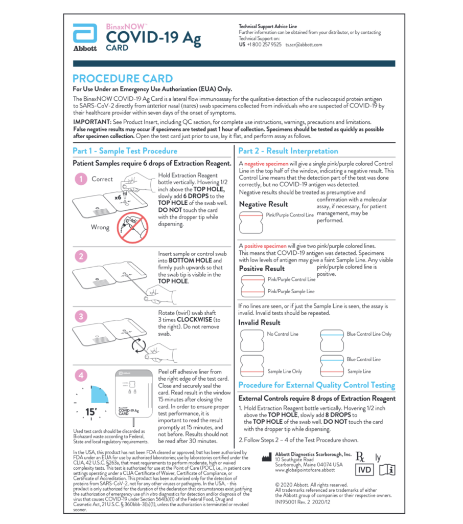 BinaxNOW COVID-19 Card Rapid Antigen Test - POC | SPHMedical